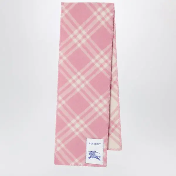 Burberry Check Wool Scarf - Pink