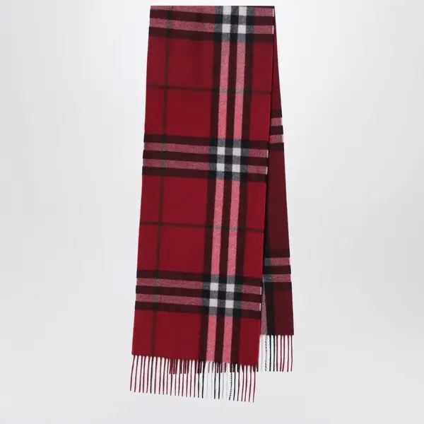 Burberry Cashmere Scarf With Faded Check Pattern - Red