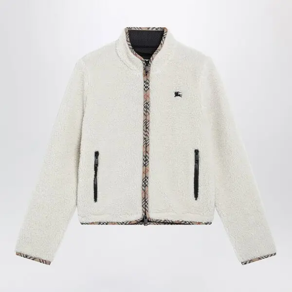 Burberry Cropped Jacket In Wool And Cashmere Blend - White
