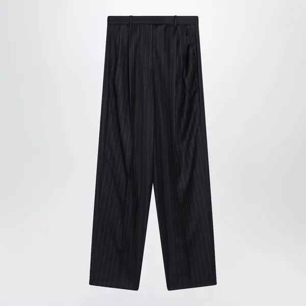 Givenchy Navy Pinstripe Wool Trousers - Blue