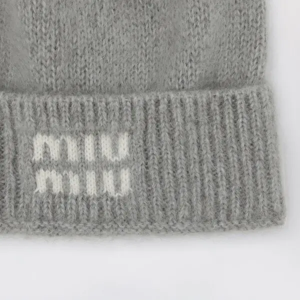 Miu Miu Beanie In Mohair Blend, Grey