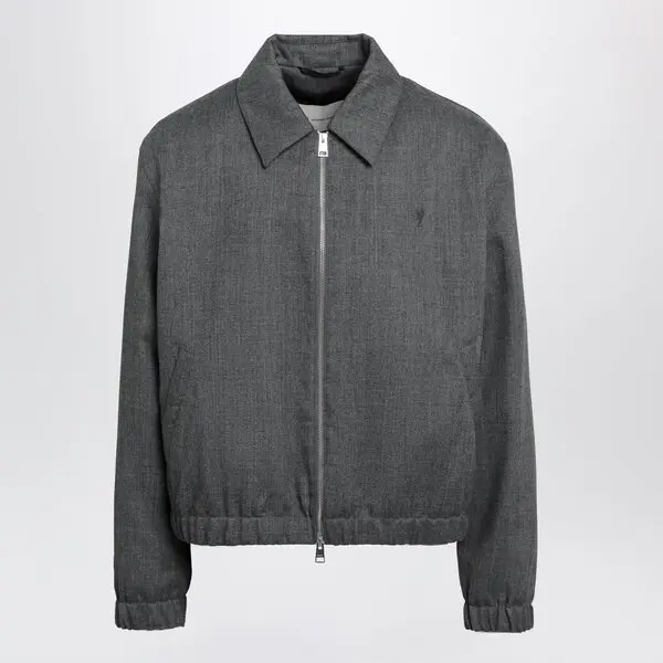 AMI Paris Carbon Grey Padded Jacket In Virgin Wool