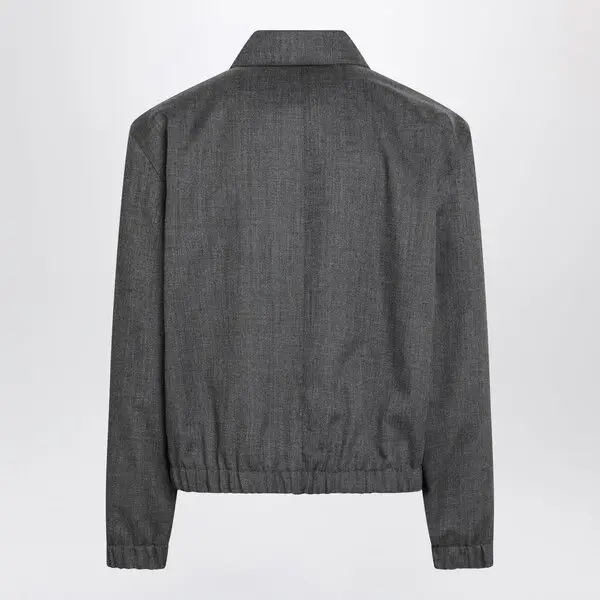 AMI Paris Carbon Grey Padded Jacket In Virgin Wool - Gray