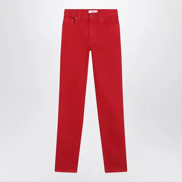 Chloé Berry Cotton Denim Jeans - Red