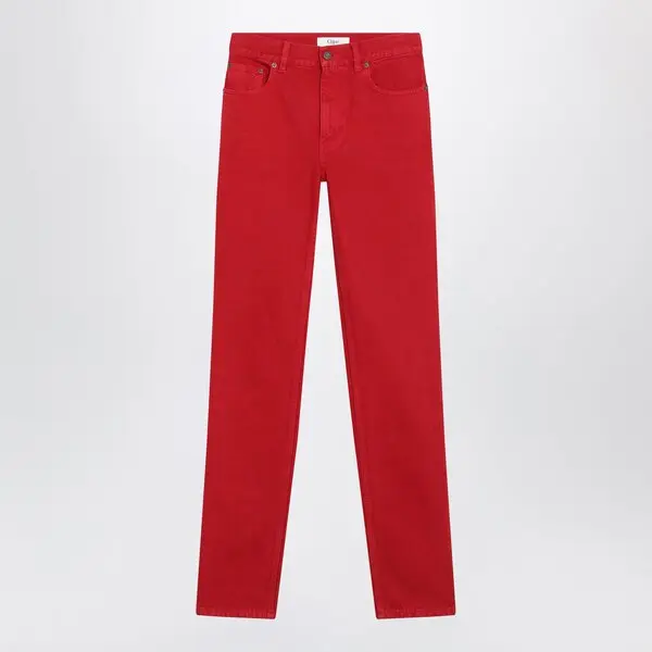 Chloé Berry Cotton Denim Jeans - Red