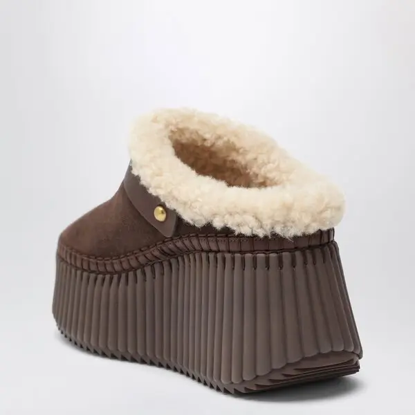 Chloé Nama Suede Wedge Mules