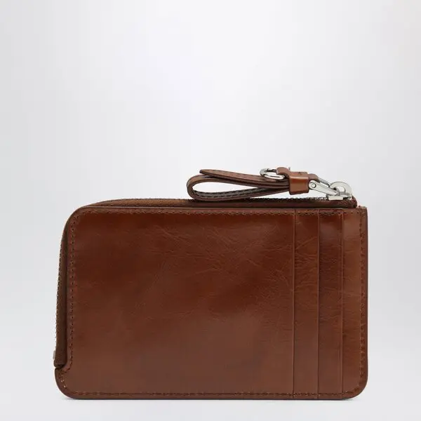 Miu Miu Rosewood Envelope Card Holder In Calfskin - Brown