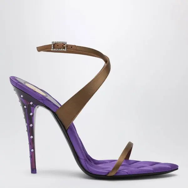Saint Laurent Cognac-colored Ivresse Sandals In Crãªpe Satin - Brown