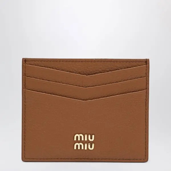 Miu Miu Card Holder In Leather, Cognac - Brown