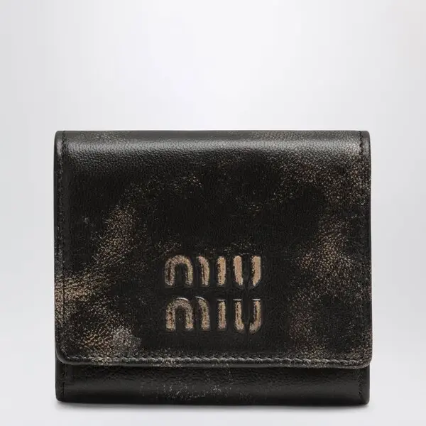 Miu Miu Coffee-coloured Three-compartment Wallet With A Vintage Look - Brown