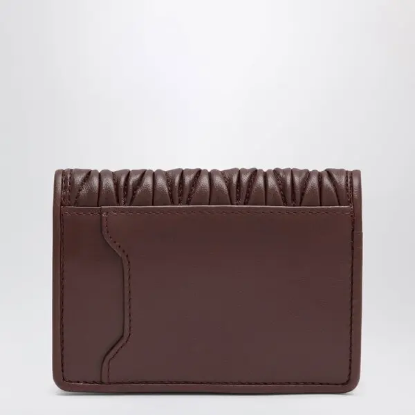 Miu Miu Card Holder In Matelasse Nappa Leather, Burgundy - Red