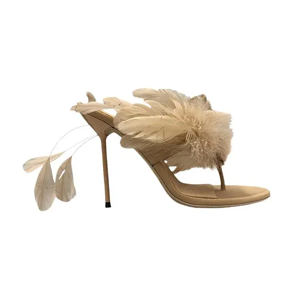 Paris Texas Wmns Lidia Feather Thong Mule 'honey