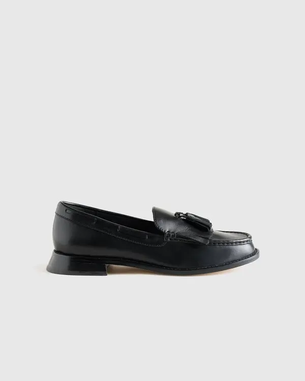 Quince Italian Leather Tassel Loafer - Black