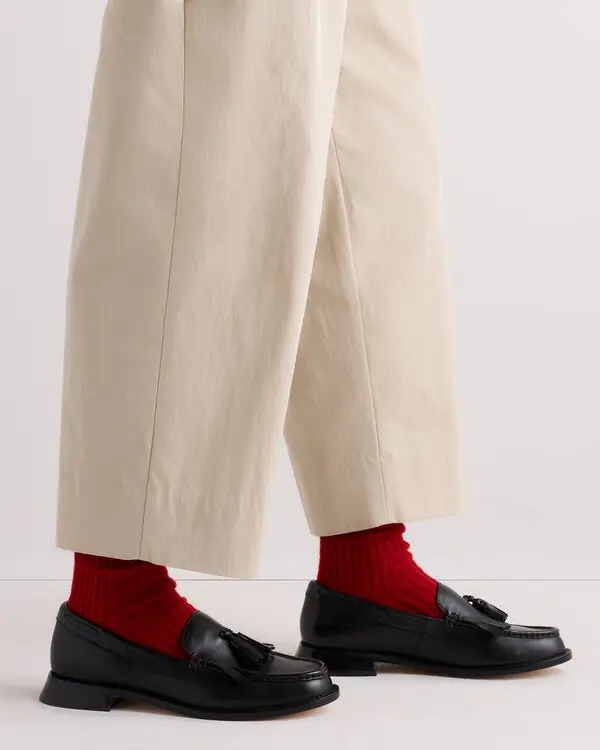 Quince Italian Leather Tassel Loafer - Black