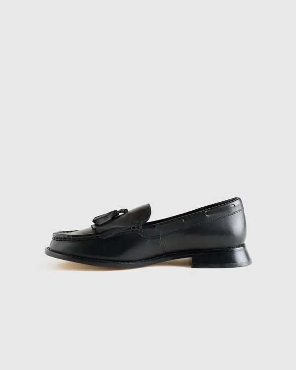 Quince Italian Leather Tassel Loafer - Black