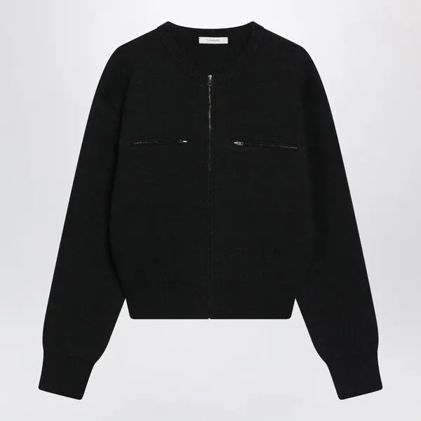 LEMAIRE Charcoal-colored Alpaca Blend Zip-up Sweater - Black