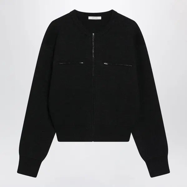 LEMAIRE Charcoal-colored Alpaca Blend Zip-up Sweater - Black