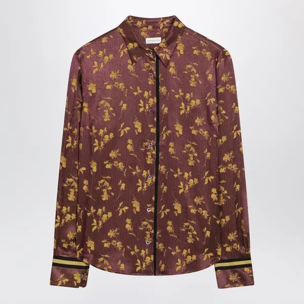 Dries Van Noten Floral Jacquard Shirt In Viscose Blend - Purple