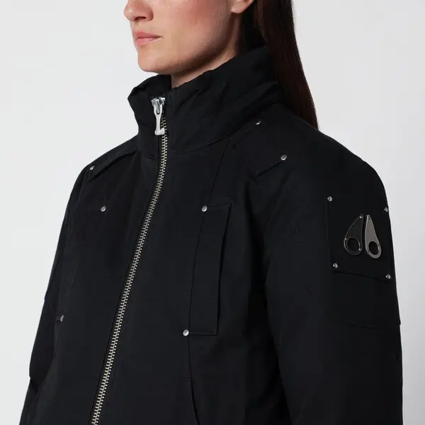 Moose Knuckles Debbie Original Hooded Bomber Jacket - Black