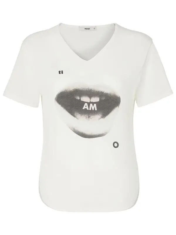 Fendi T-shirt In Jersey Con Stampa Ti Amo - White