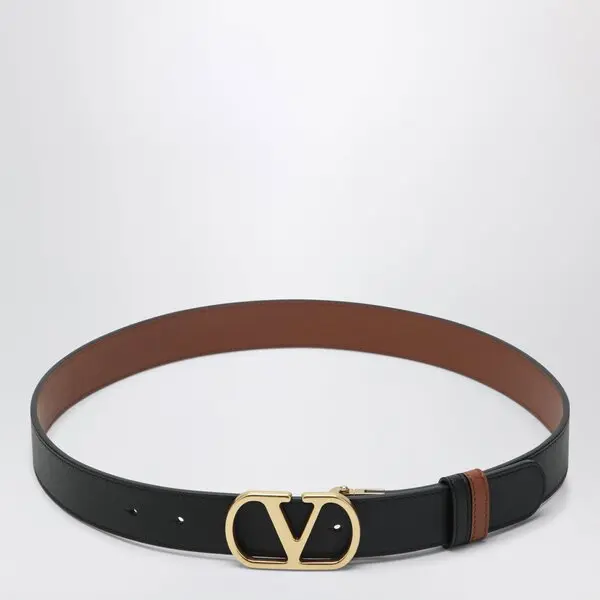 Valentino Garavani Vlogo Signature Calfskin Reversible Belt - Black