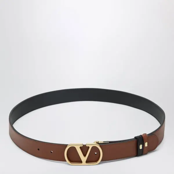 Valentino Garavani Vlogo Signature Calfskin Reversible Belt - Black