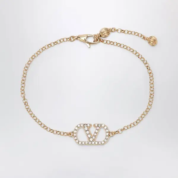 Valentino Garavani Gold-tone Vlogo Signature Bracelet With Crystals - Silver