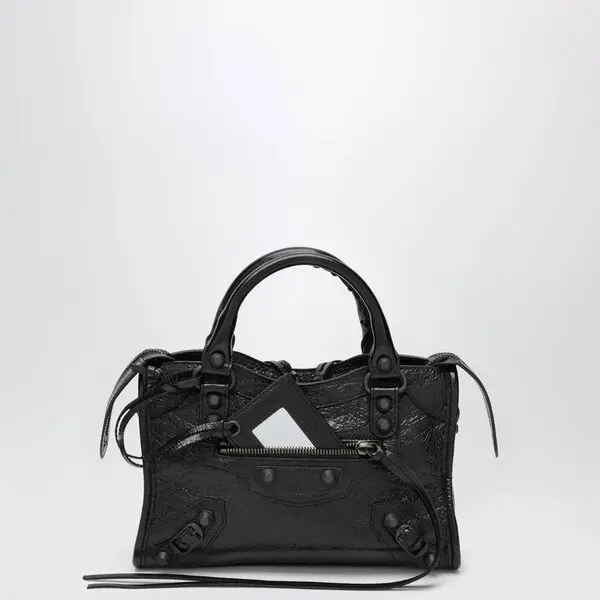 Balenciaga Le City Mini Handbag In Arena Lambskin - Black
