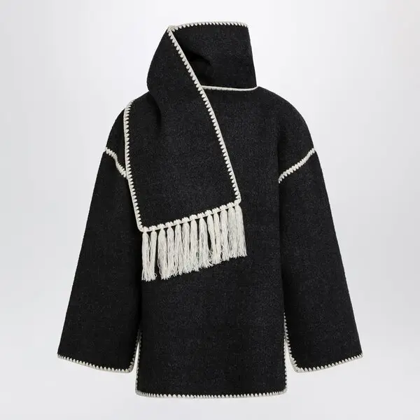 TOTEME Dark Grey Melange Jacket With Scarf