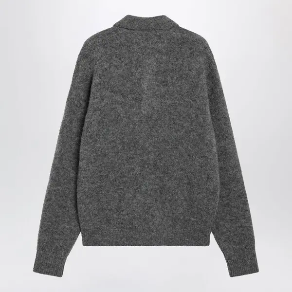 AMI Paris Charcoal Wool And Alpaca Polo Shirt
