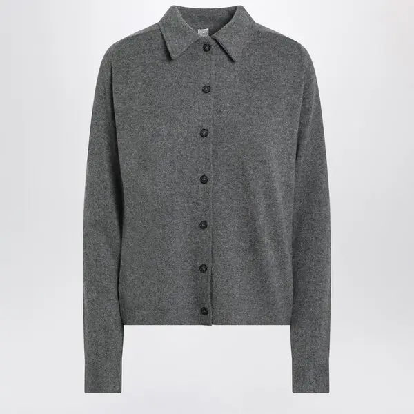 TOTEME Dark Grey Melange Cashmere Cardigan - Gray