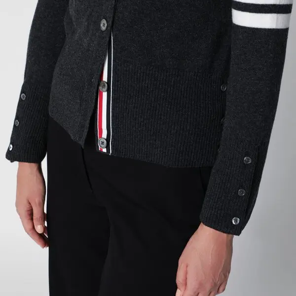 Thom Browne Classic Dark Grey Cashmere Cardigan