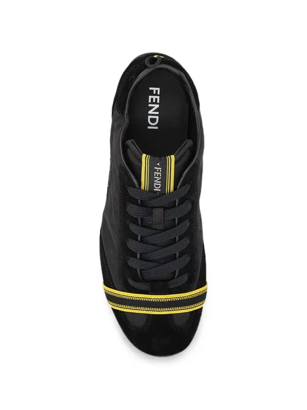 Fendi Wrap Low-top Sneakers In Suede And Fabric - Black