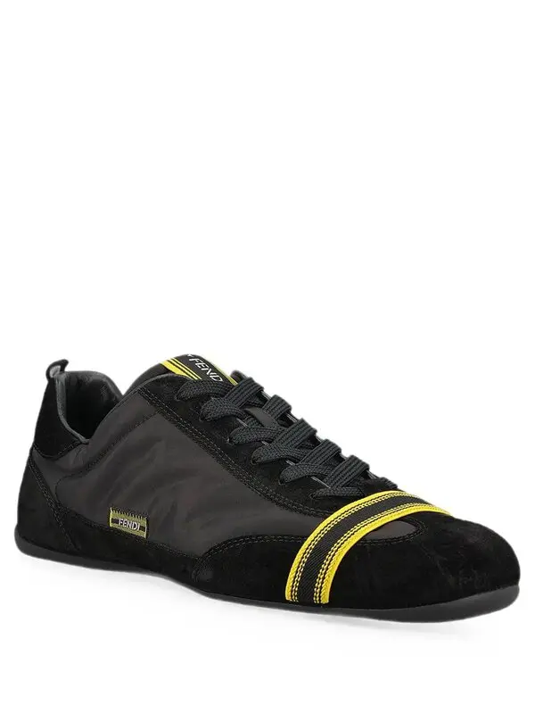 Fendi Wrap Low-top Sneakers In Suede And Fabric - Black