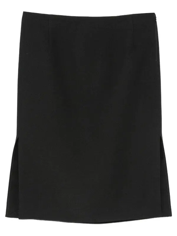 Fendi Gonna Tubino In Lana E Seta - Black