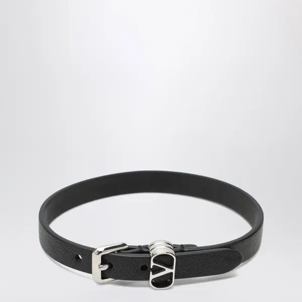 Valentino Garavani Vlogo Signature Bracelet In Leather - Black