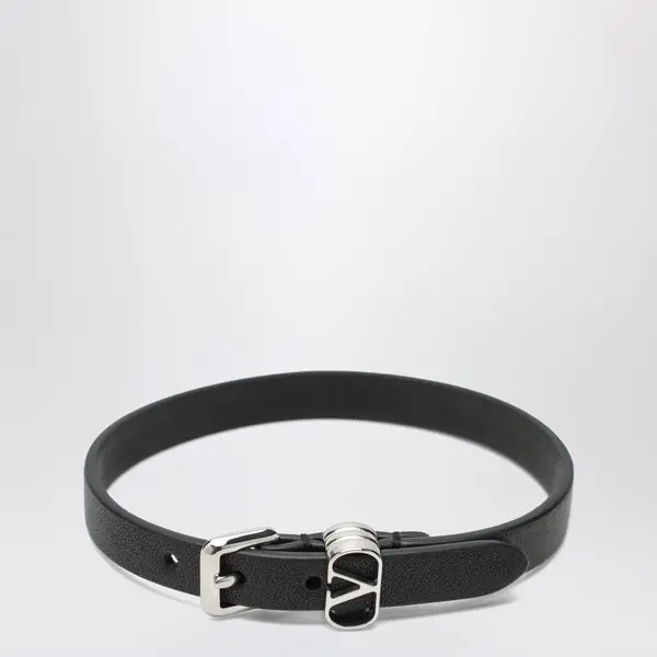 Valentino Garavani Vlogo Signature Bracelet In Leather - Black