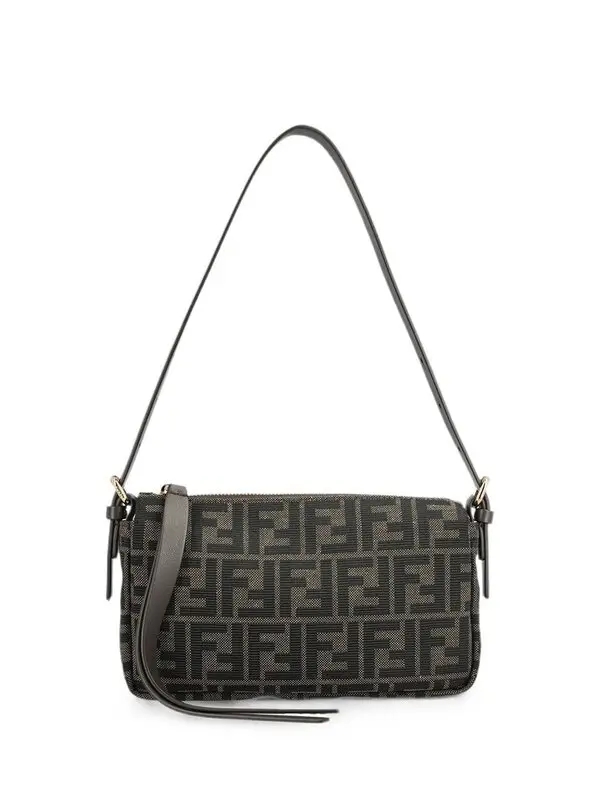 Fendi Borsa Zip Top Small In Tessuto Jacquard Ff Zucca - Brown