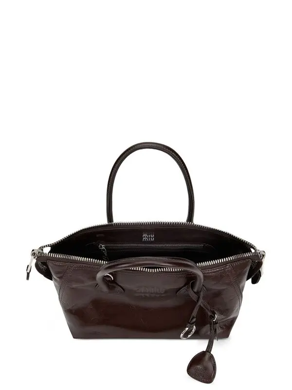 Miu Miu Borsa Tote In Pelle Con Logo In Rilievo
