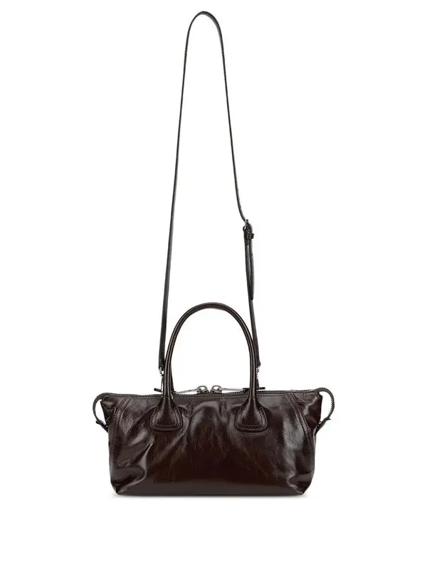 Miu Miu Borsa Tote In Pelle Con Logo In Rilievo - Brown