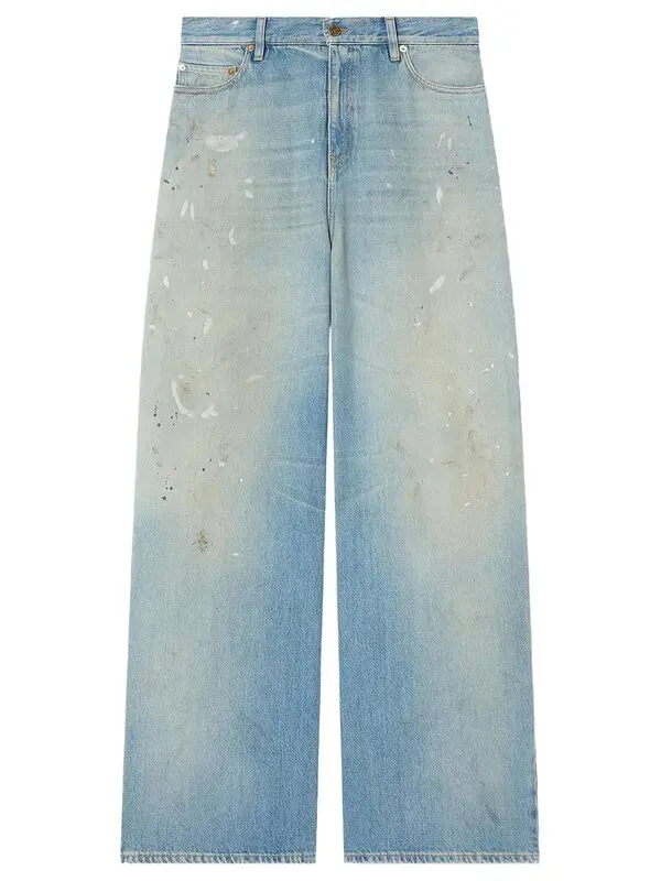 GOLDEN GOOSE Jeans In Denim Azzurro Con Logo Ricamato Golden - Blue