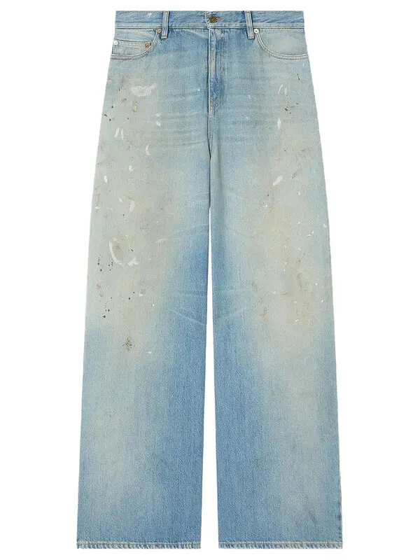 GOLDEN GOOSE Jeans In Denim Azzurro Con Logo Ricamato Golden - Blue