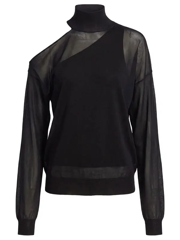 Fendi Maglia In Organza Di Seta Nera