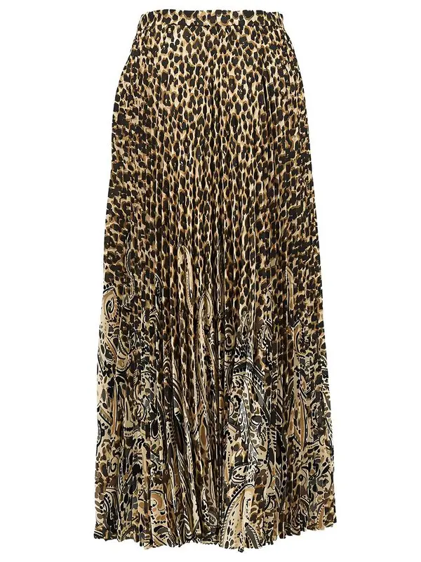 Etro Gonna Plissettata Con Stampa Leopardata