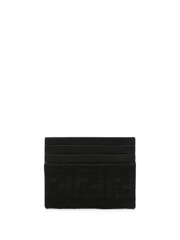 Fendi Portacarte Ff Jacquard Zucca E Pelle - Black