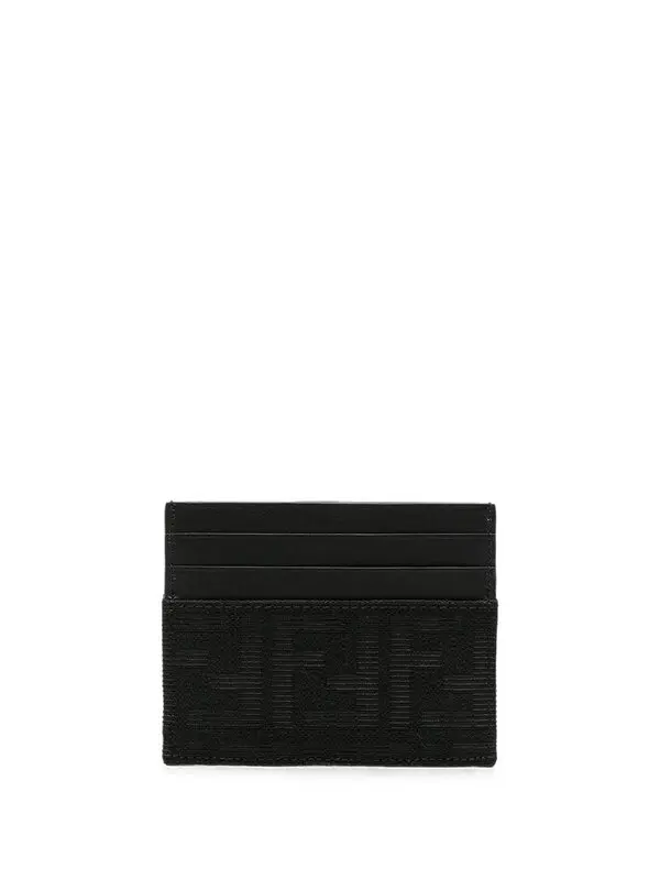 Fendi Portacarte Ff Jacquard Zucca E Pelle - Black