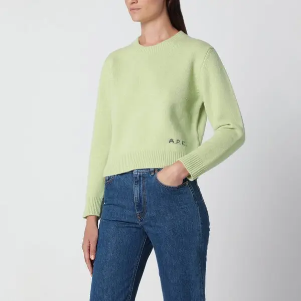 A.p.c. Crew-neck Sweater Lime In Wool