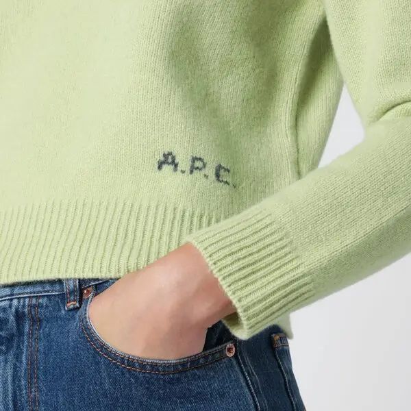 A.p.c. Crew-neck Sweater Lime In Wool
