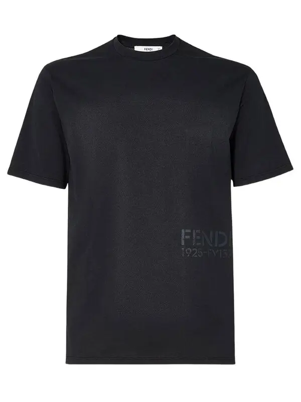 Fendi T-shirt In Cotone Con Stampa Stencil - Black