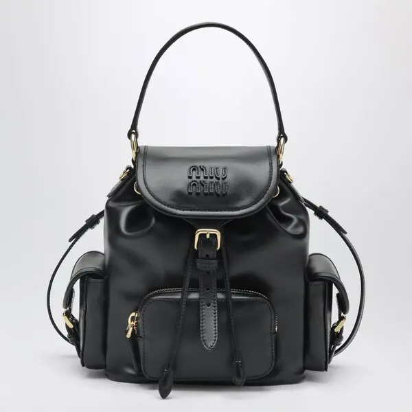 Miu Miu Medium Backpack In Leather - Black